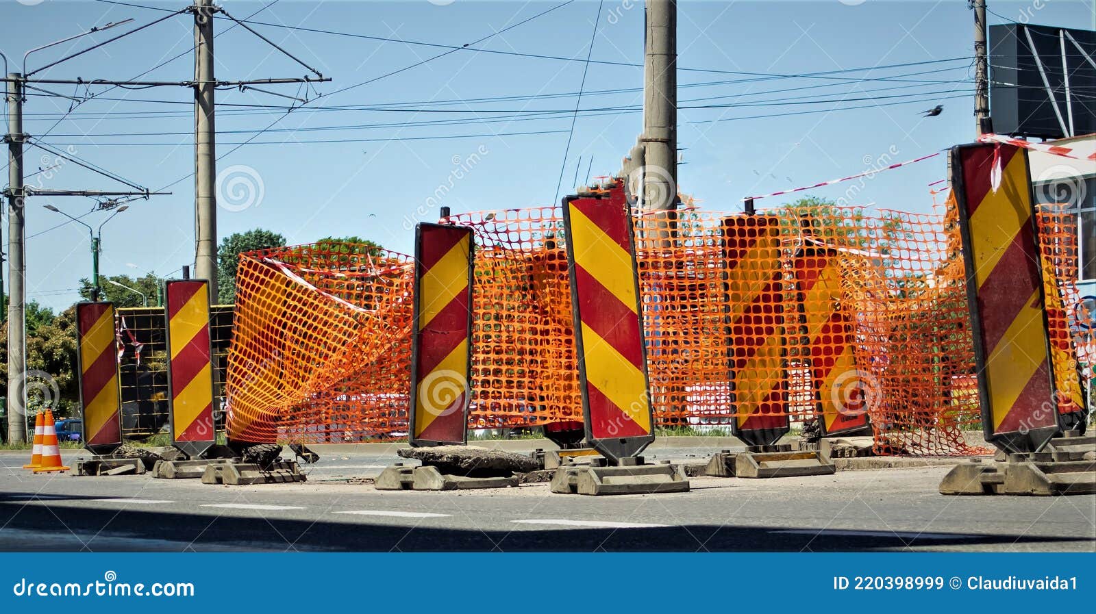 Road digging panel stock image. Image of area, safety - 220398999