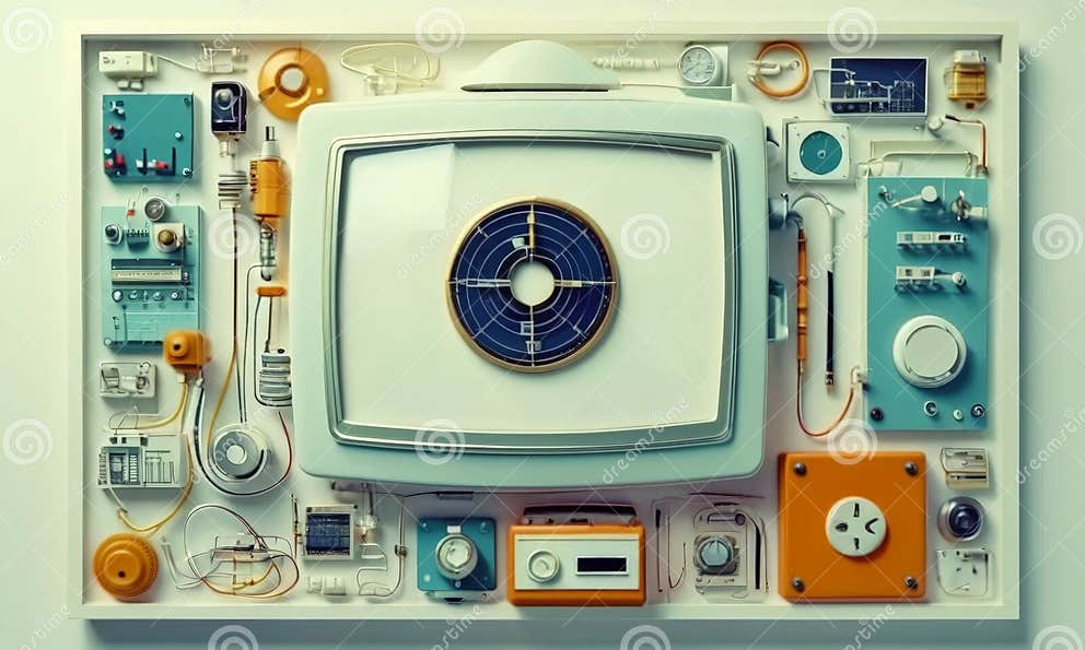 Television Set with Many Different Electronics and Components Stock ...