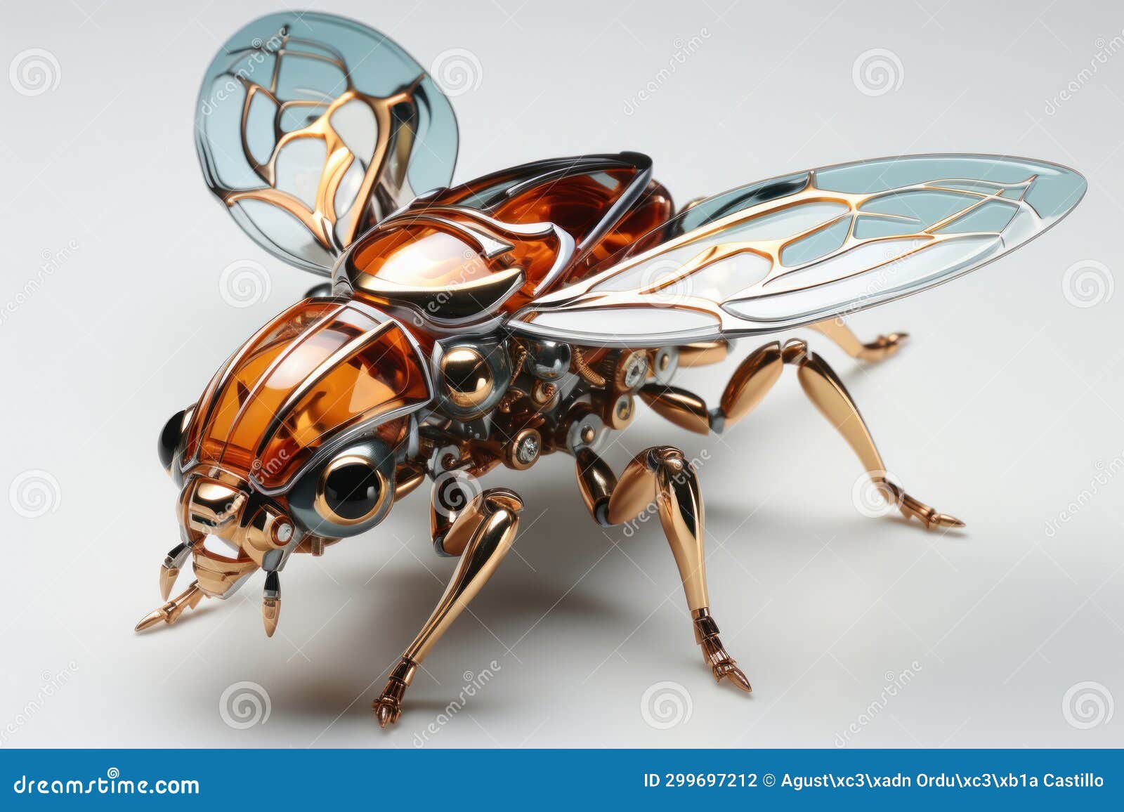 Work of Art of a Bee, Made of Liquid Metal. Stock Photo - Image of ...