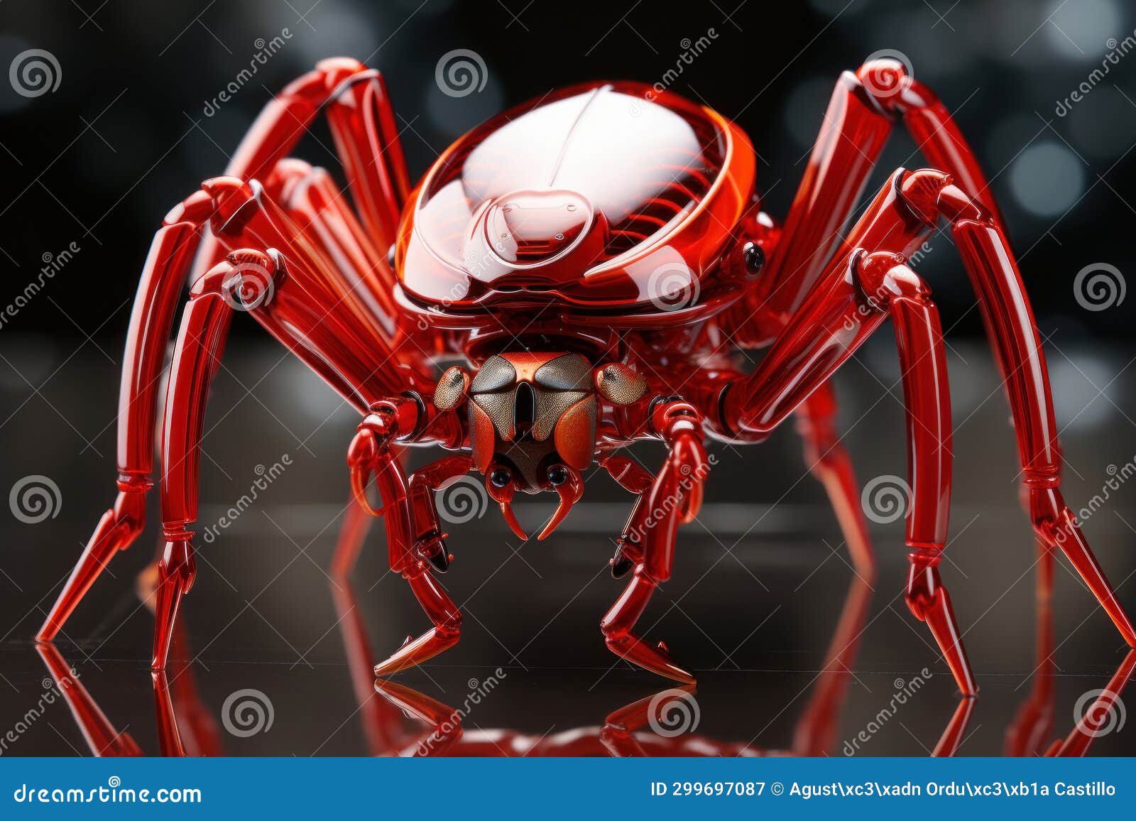 Work of Art of a Red Spider, Made of Liquid Metal. Stock Illustration ...