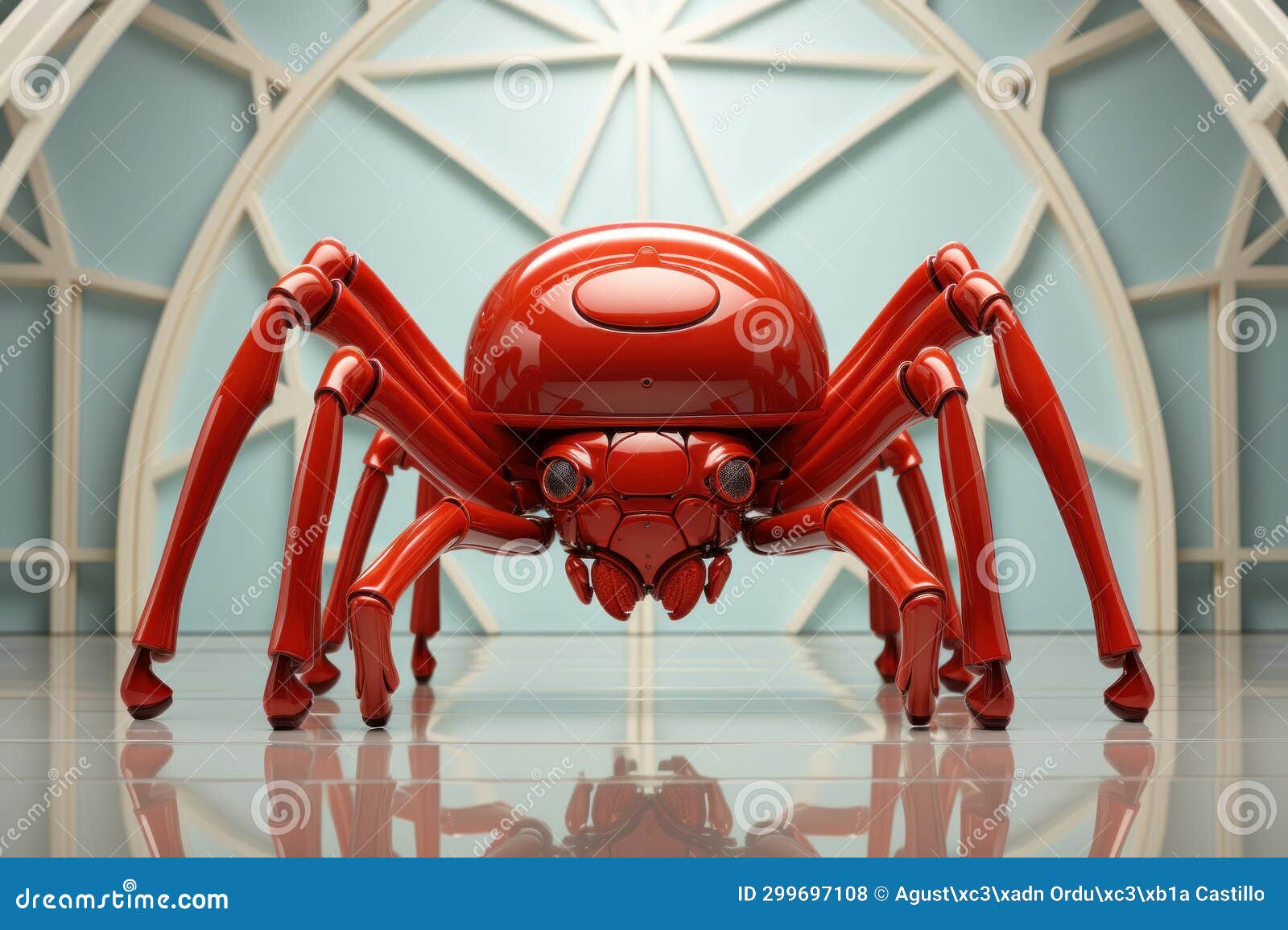 Work of Art of a Red Spider, Made of Liquid Metal. Stock Illustration ...