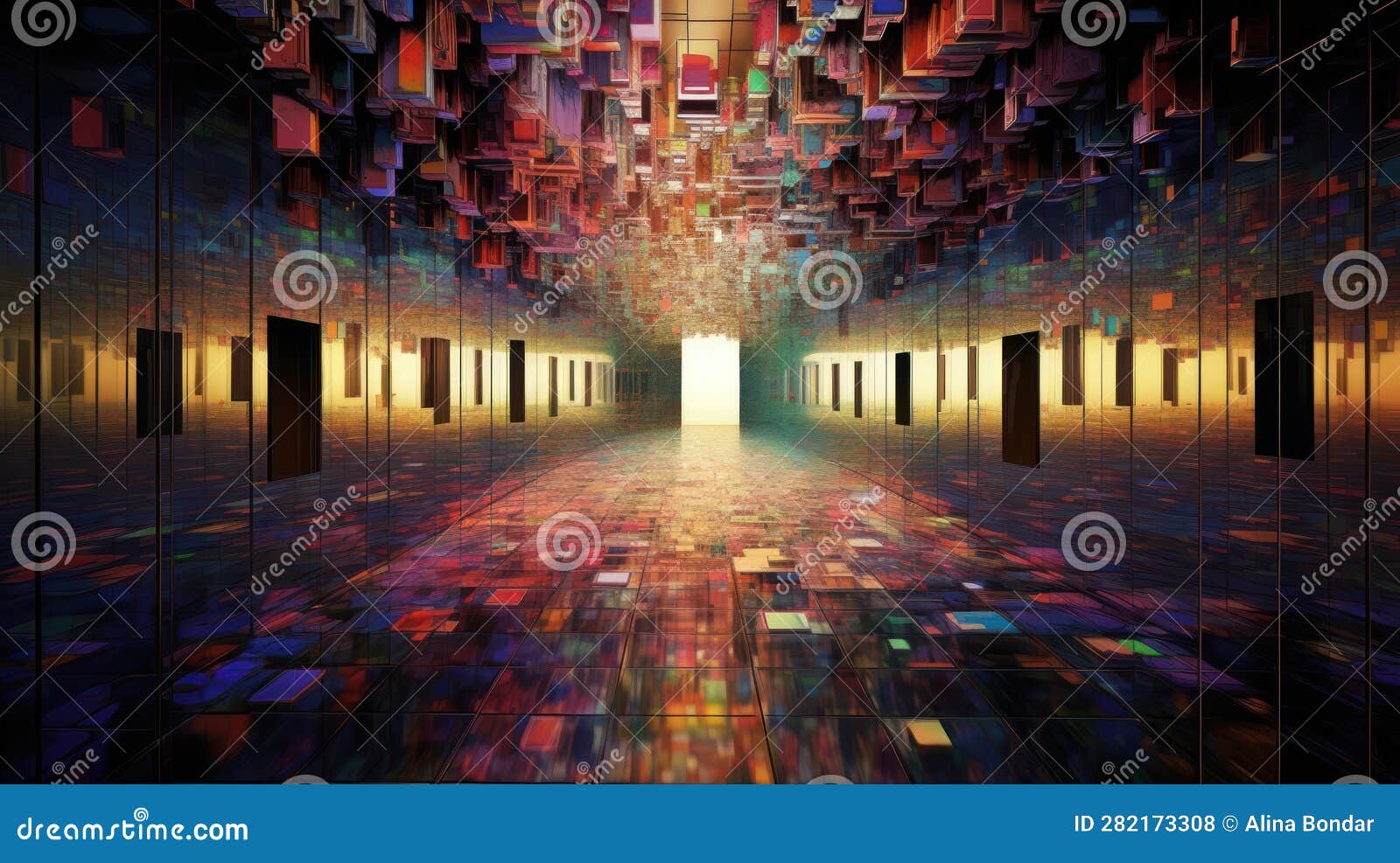 A Work of Art Set in a Mirrored Room, an Abstract Work Showing the ...