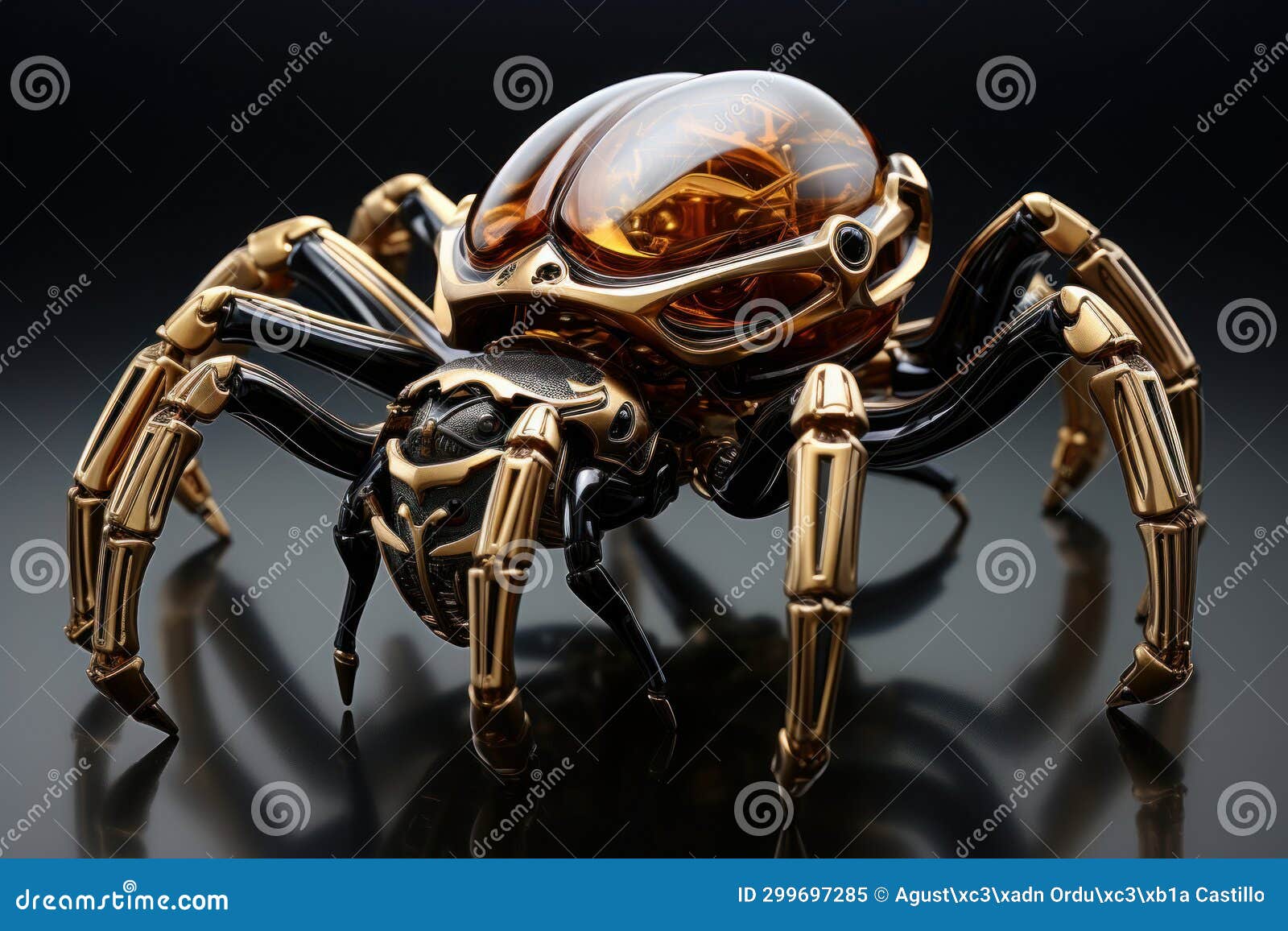 Work of Art of a Spider, Made of Liquid Metal. Stock Illustration ...