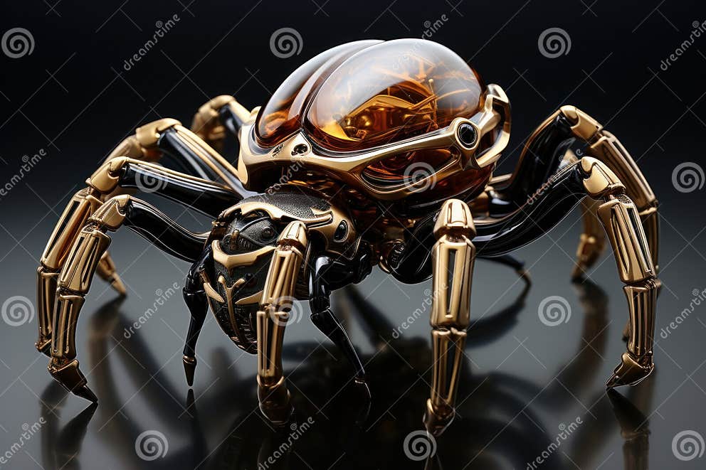 Work of Art of a Spider, Made of Liquid Metal. Stock Illustration ...