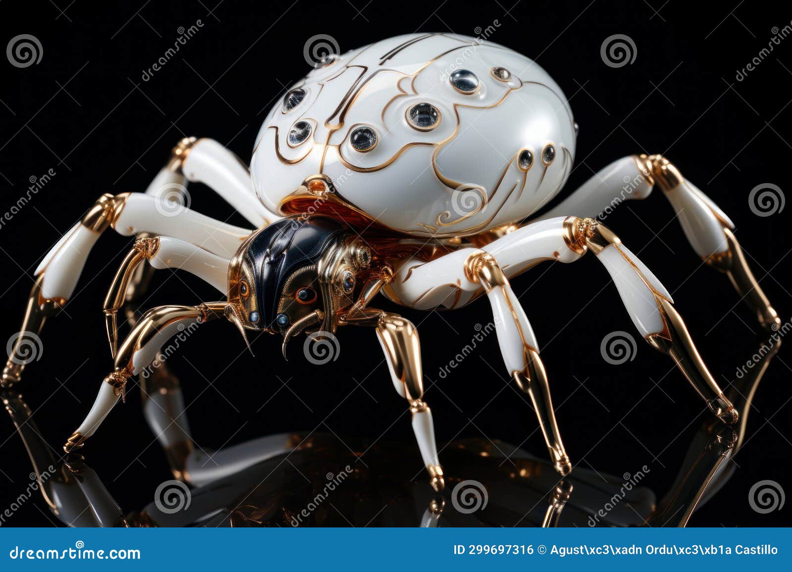 Work of Art of a Spider, Made of Liquid Metal. Stock Illustration ...
