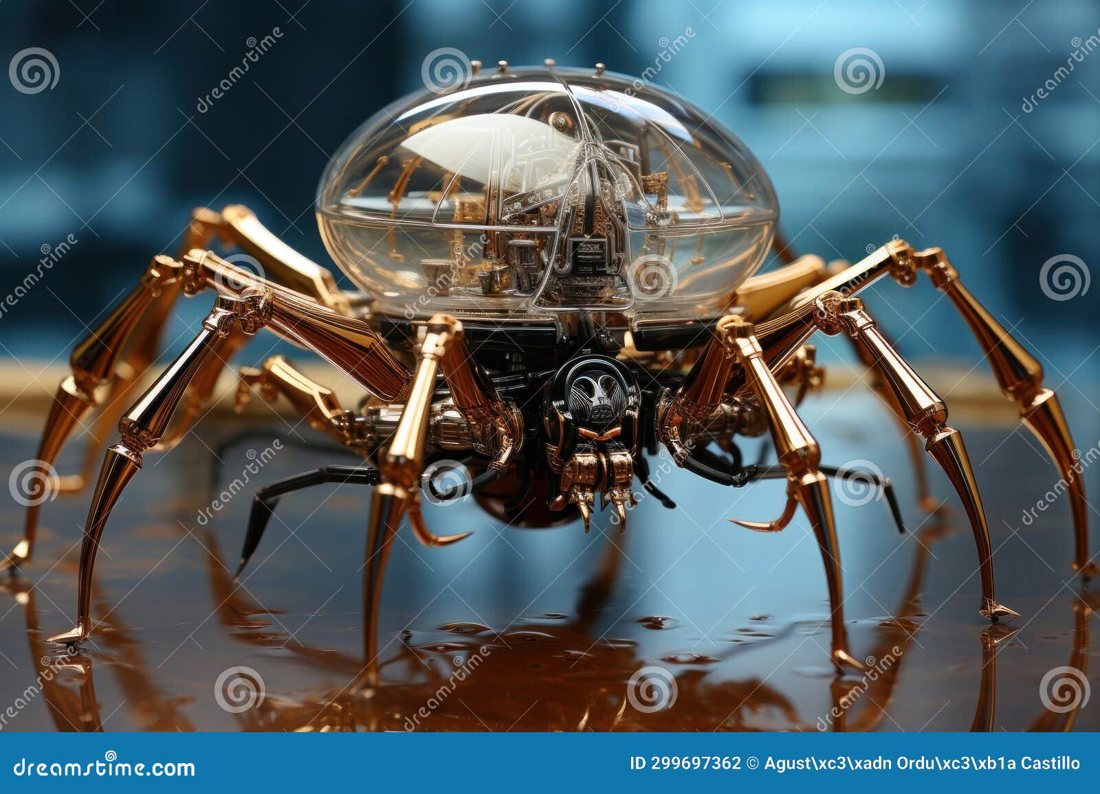 Work of Art of a Spider, Made of Liquid Metal. Stock Illustration ...