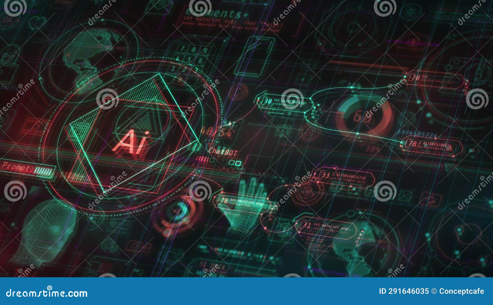 The Work of Artificial Intelligence in Abstract Infographics. Stock ...