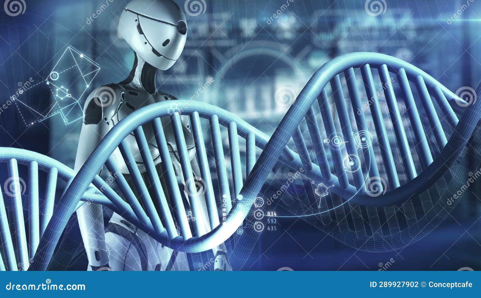 The Work of Artificial Intelligence with DNA. 3D Render Stock Footage ...