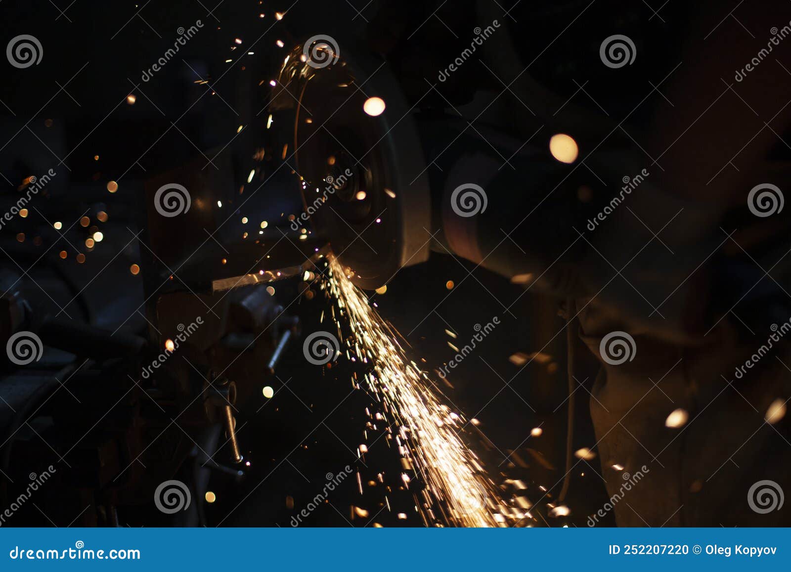 Work As Grinder in Workshop. Metal Grinding Stock Photo - Image of heat ...