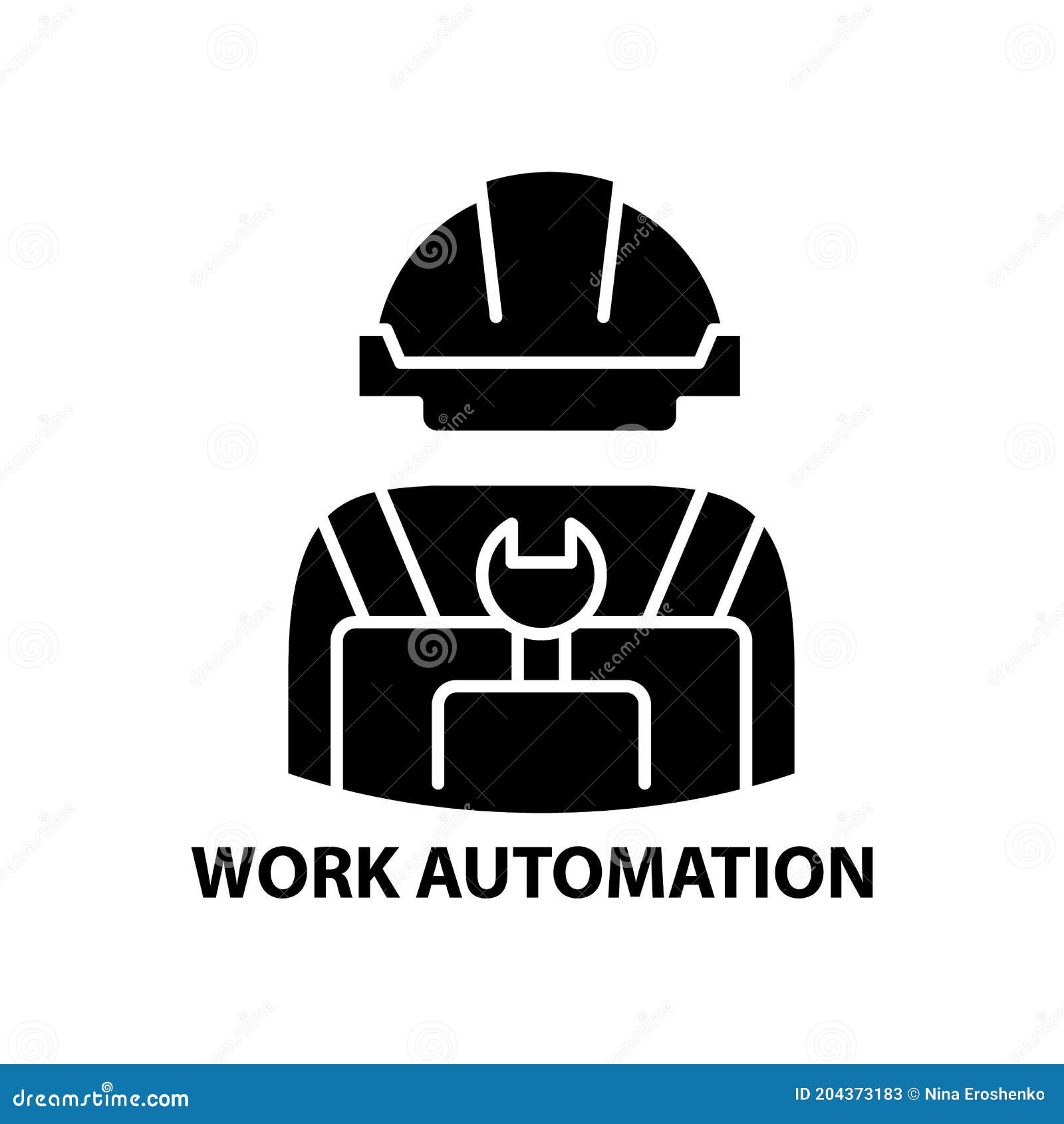 Work Automation Icon, Black Vector Sign with Editable Strokes, Concept ...
