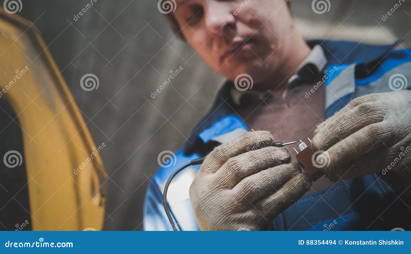 Work of Automotive Electrician - Checking Electro Components in Car ...