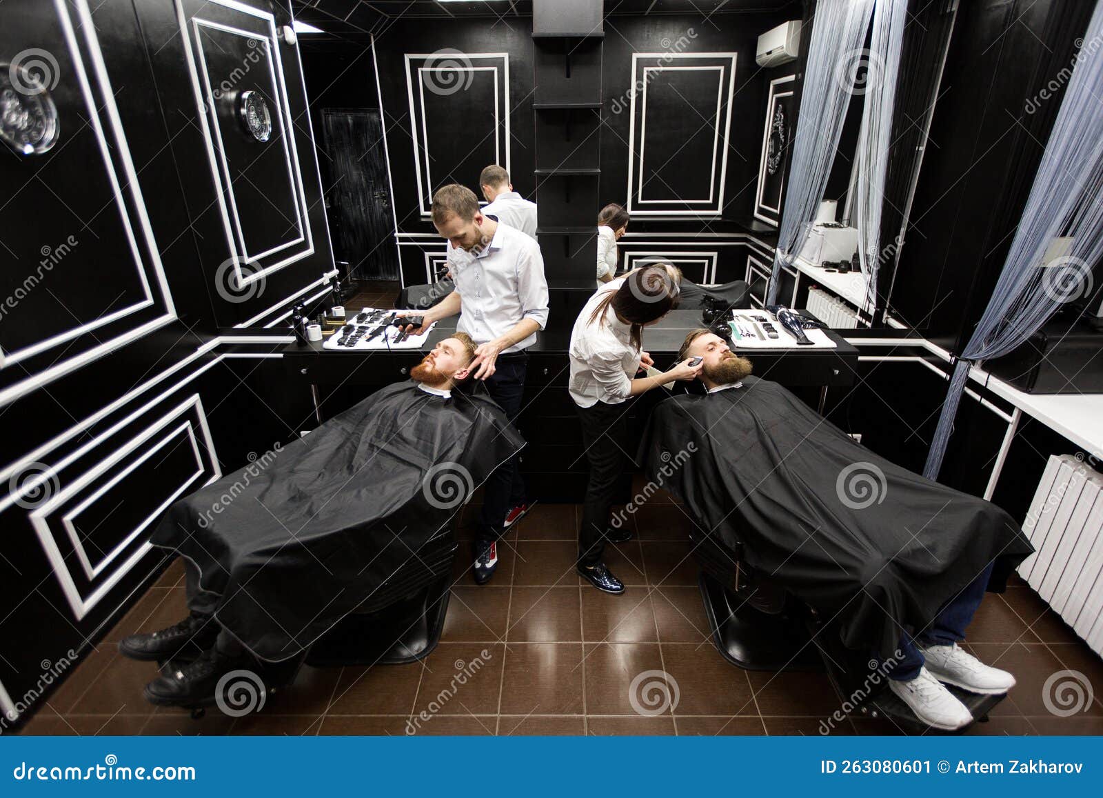 Work in a Barbershop. Two Masters at Work. Stock Image - Image of ...