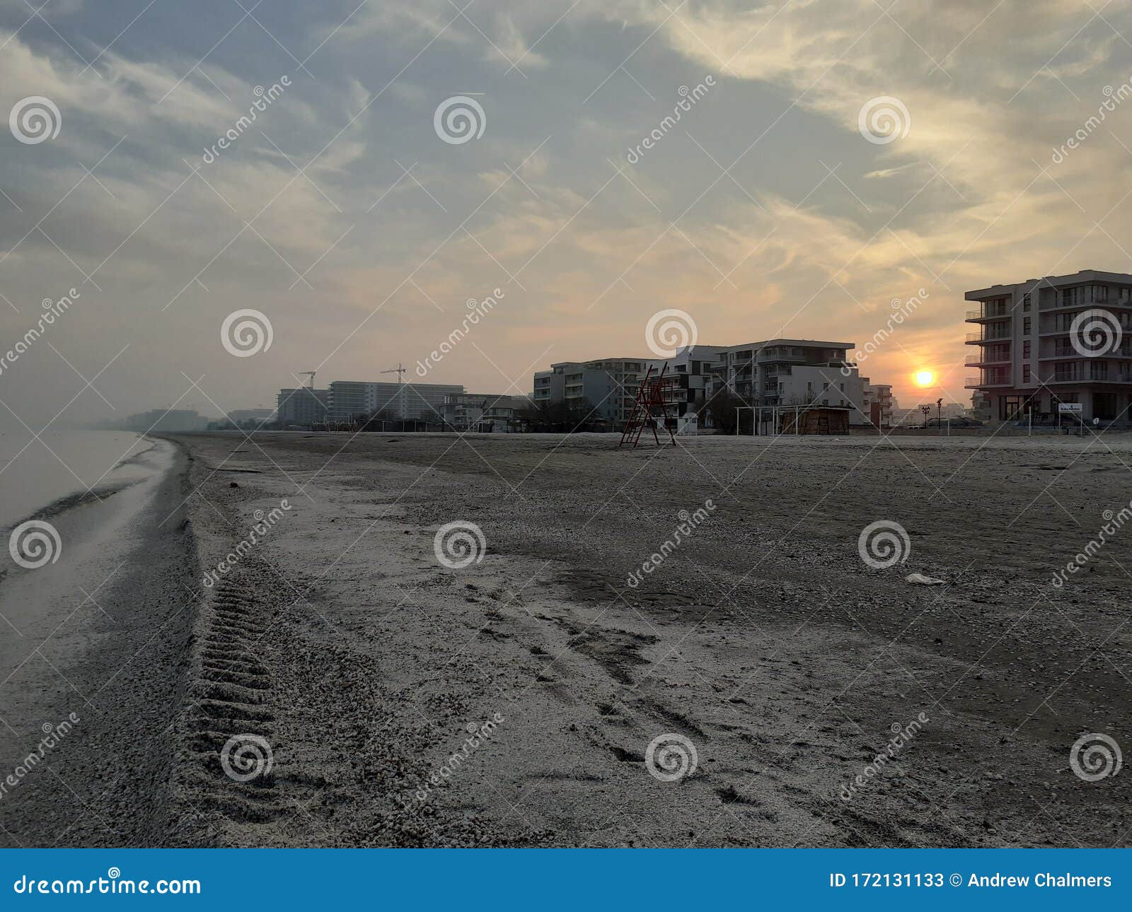 Work on the beach stock image. Image of work, sunset - 172131133