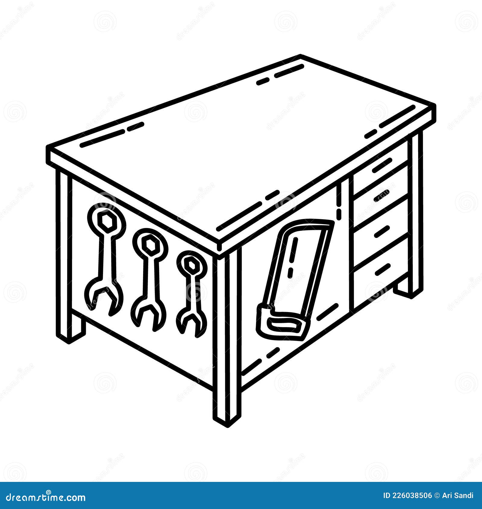Work Bench With The Log Pattern, Cartoon Style Vector Illustration ...