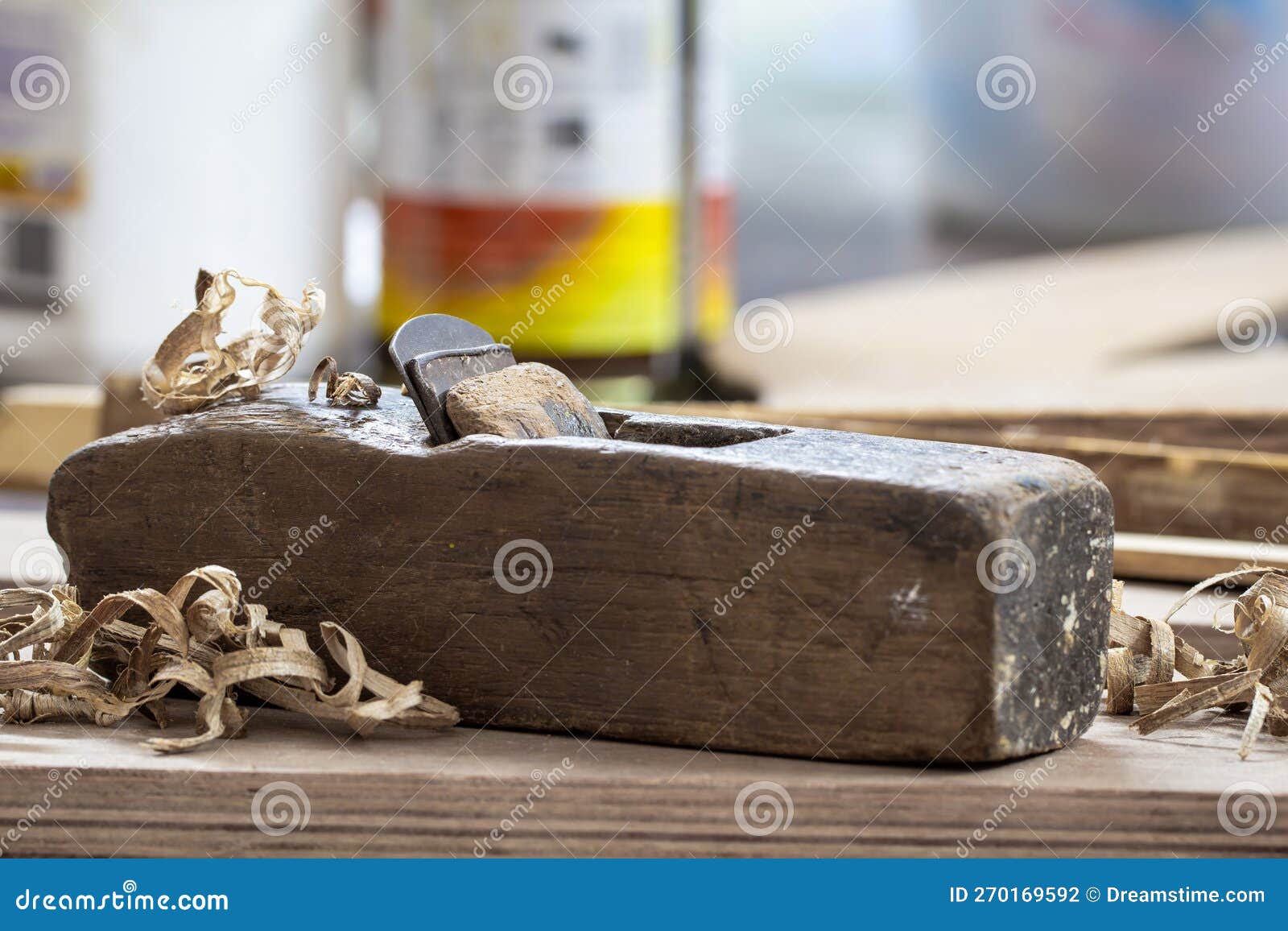 A Work Bench with Wood Shaver Tool Used in Carpentry. Wood Work Done ...
