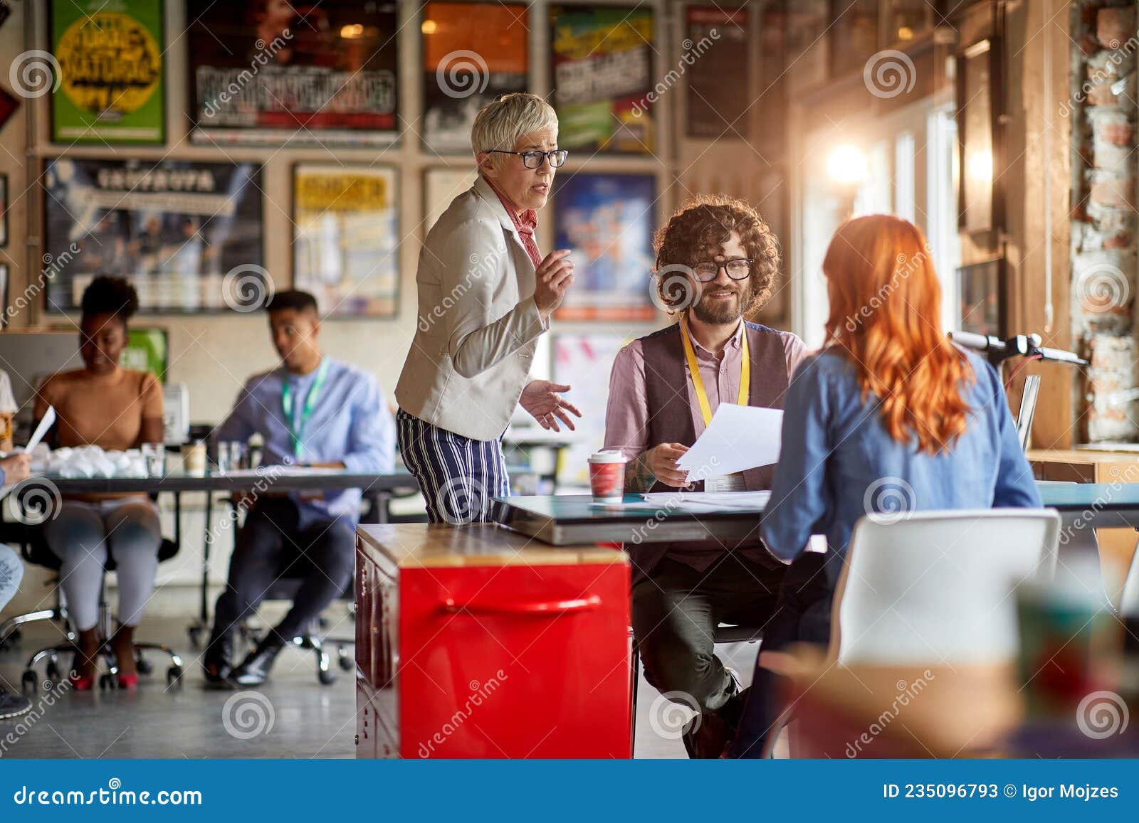 Work in Big Open Space Office Stock Image - Image of colorful, beard ...