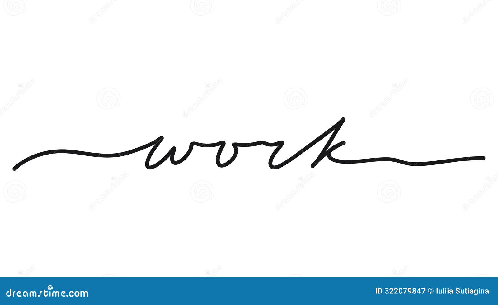 Work, Black Hand Drawn One Continuous Line Word. Work Day. Single ...