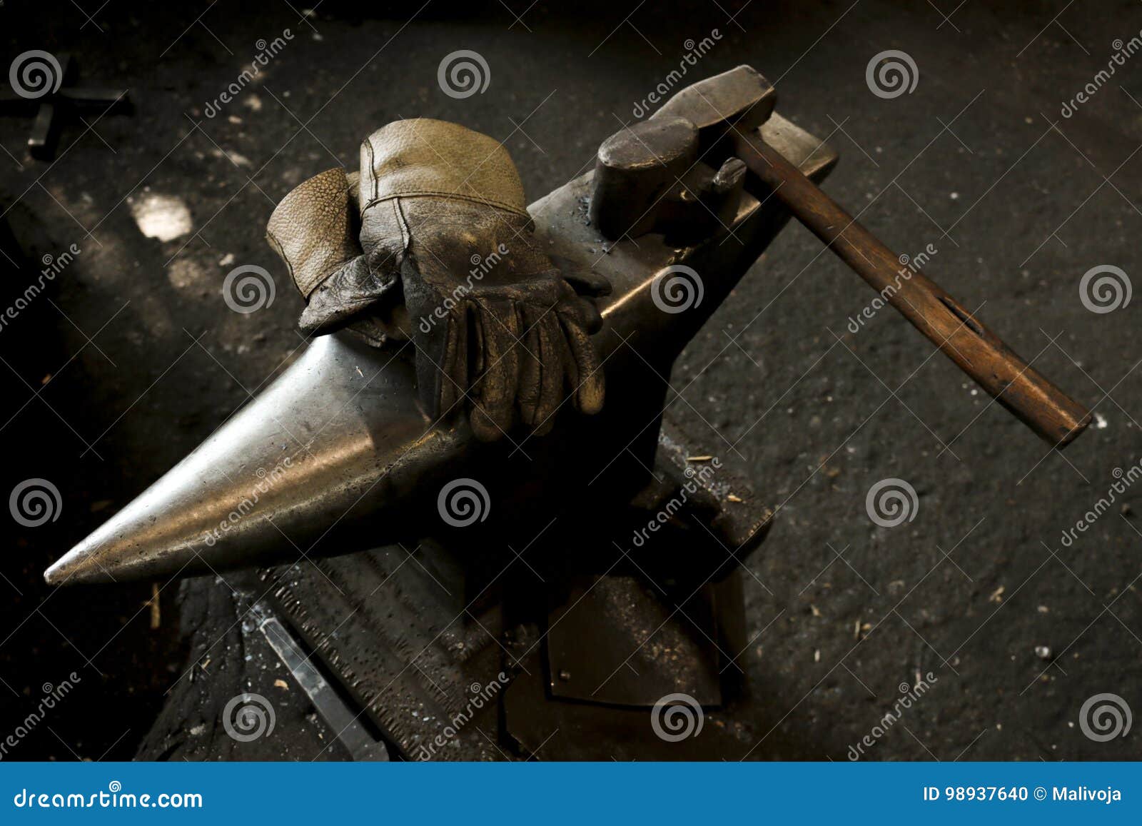 Blacksmith`s Workshop. Working Metal Tools in Smithy. Close-up S Stock ...
