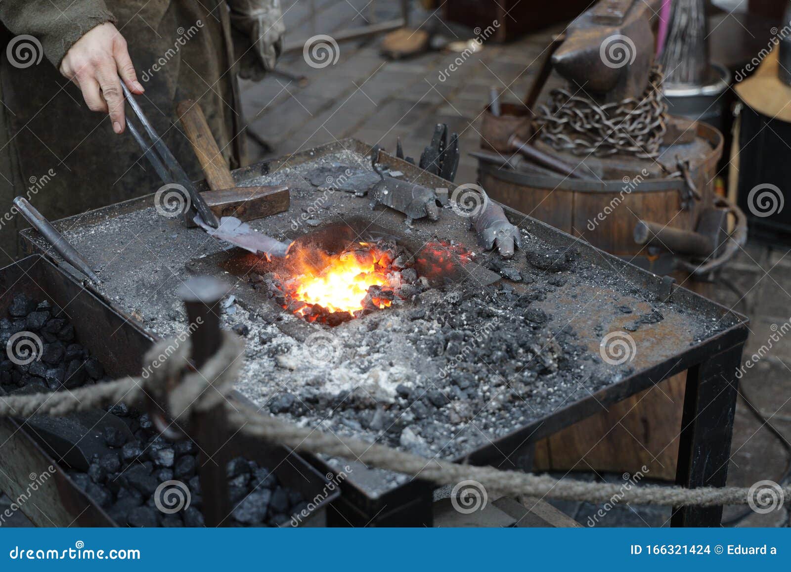 Blacksmith table stock photo. Image of table, street - 166321424