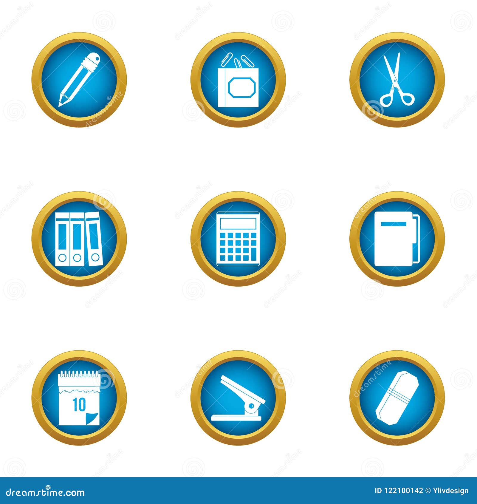 Work Book Icons Set, Flat Style Stock Vector - Illustration of native ...