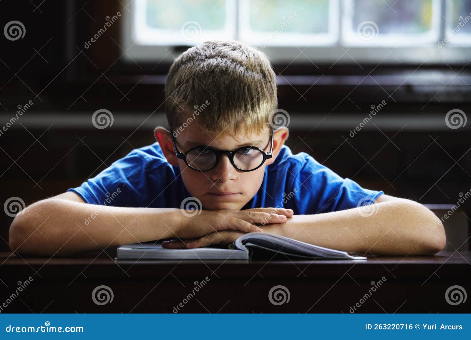 This Work is Boring. Young Boy Feeling Overcome with Boredom in the ...