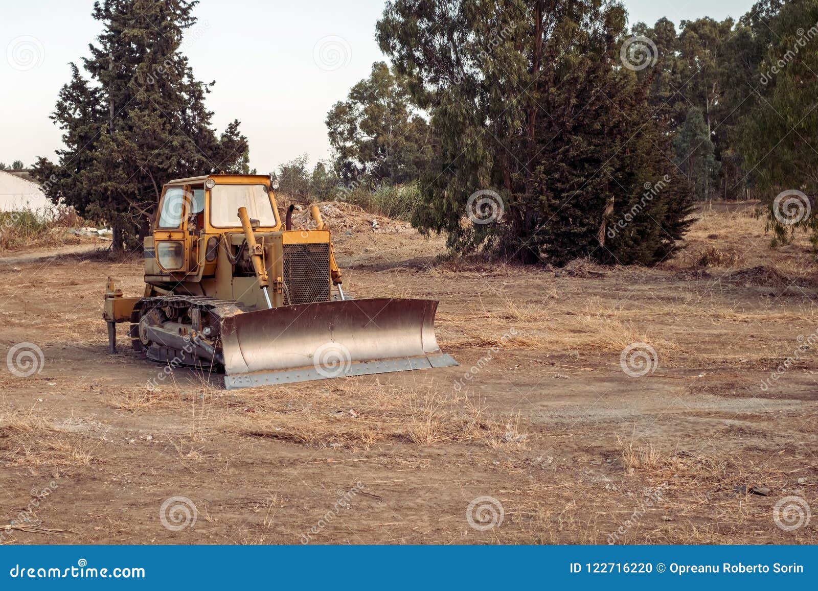Work Bulldozer on the Construction of a Highway Stock Photo - Image of ...