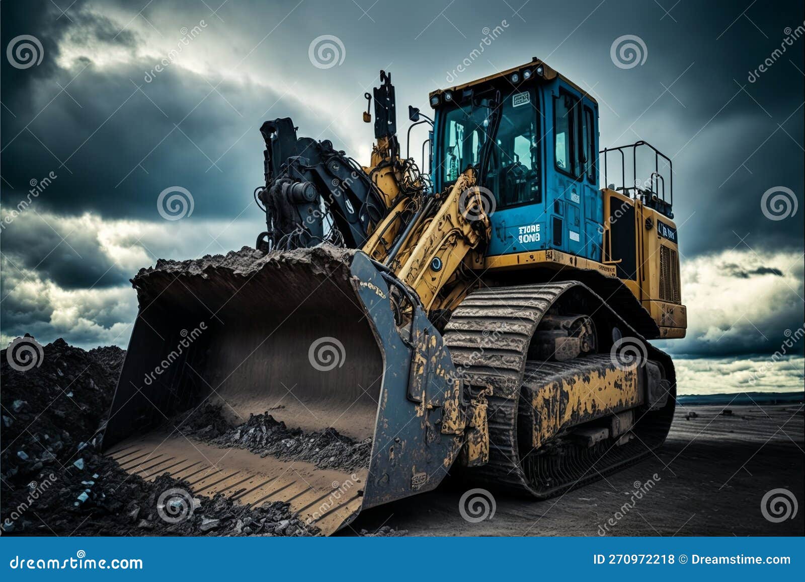 Work of a Bulldozer at a Trash Landfill, Generative AI Stock ...