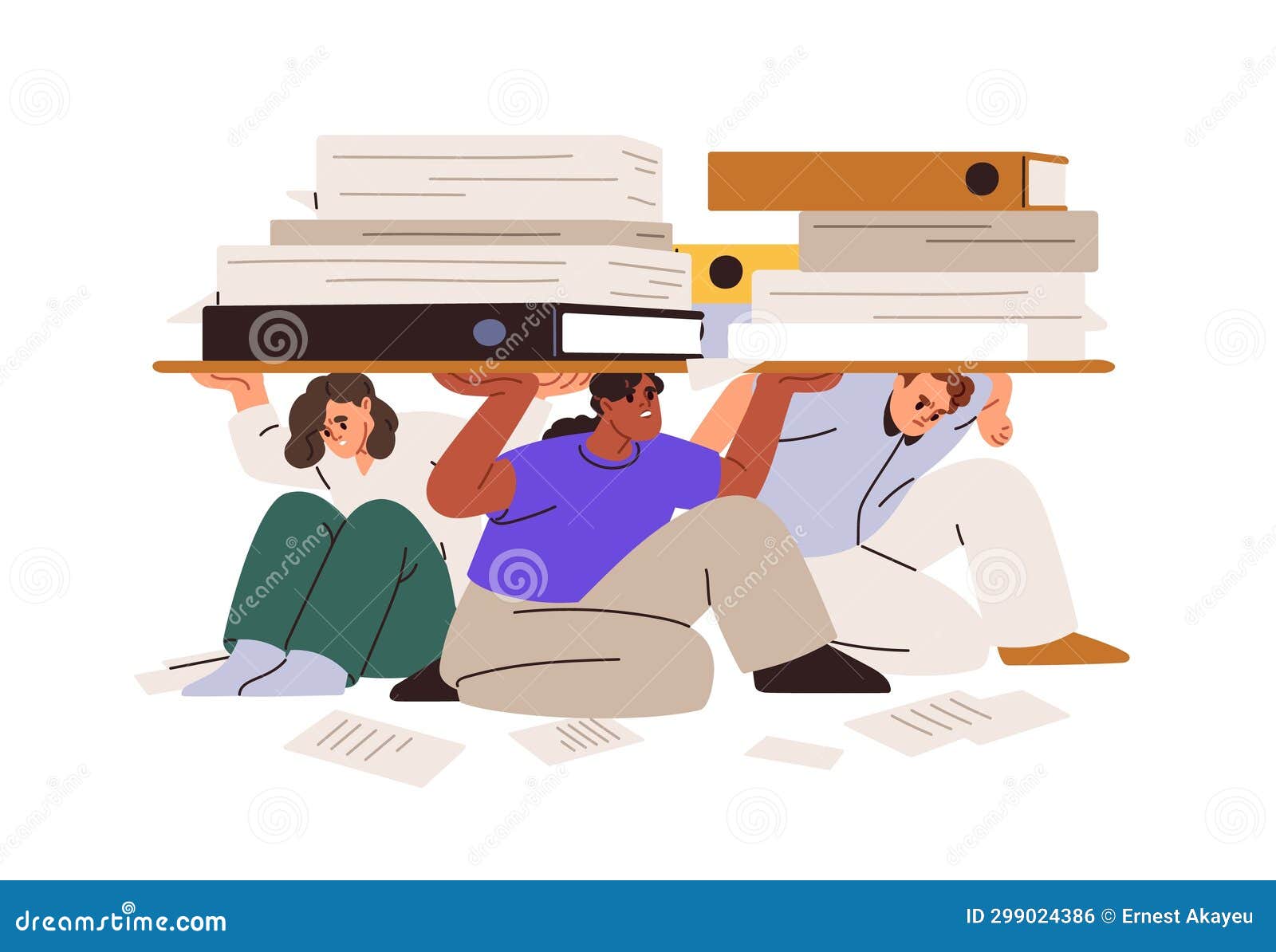 Work Burden, Paperwork Overload Concept. Tired Employees, Office ...