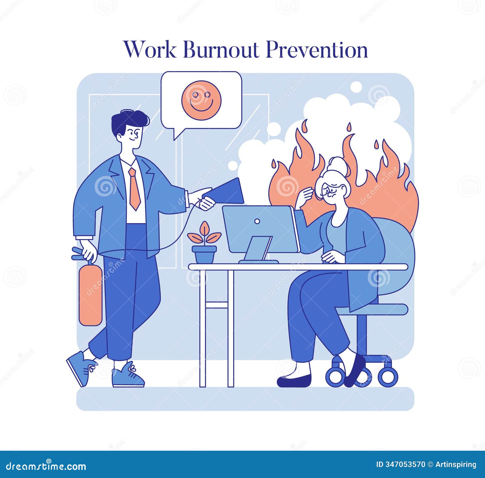 Work Burnout Prevention. Flat Vector Stock Illustration - Illustration ...