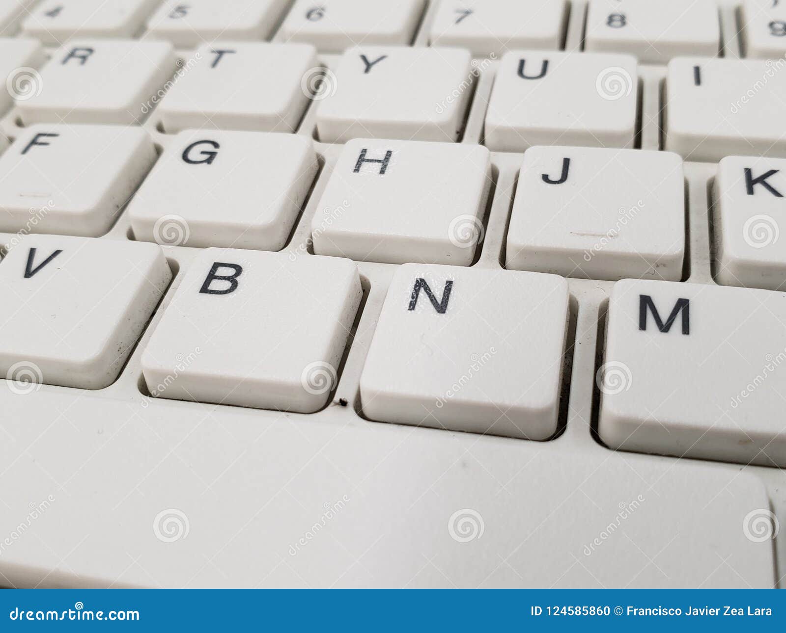 Approaching a Desktop Computer Keyboard with Keys in White, Background ...