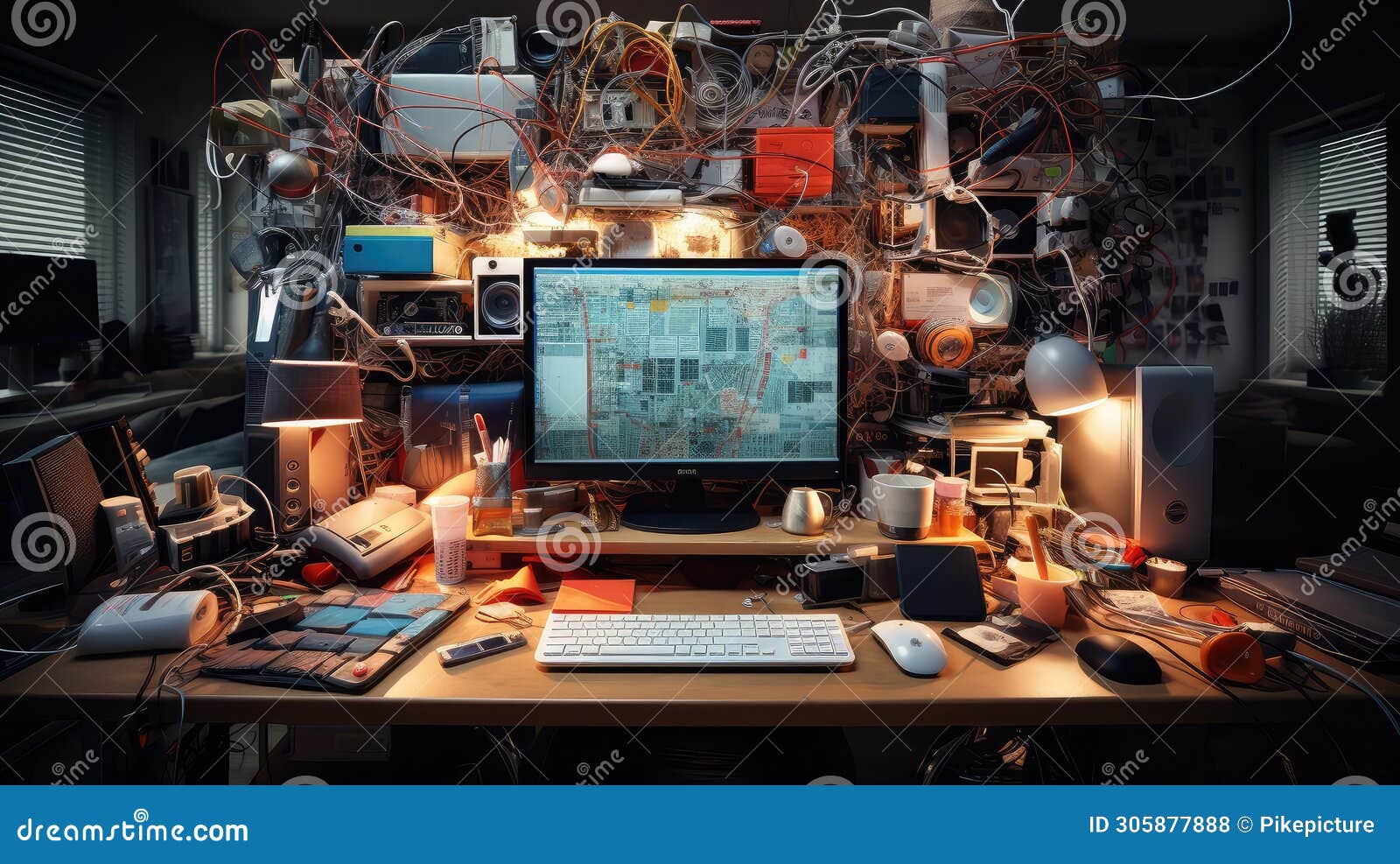 Work busy computer stock illustration. Illustration of work - 305877888