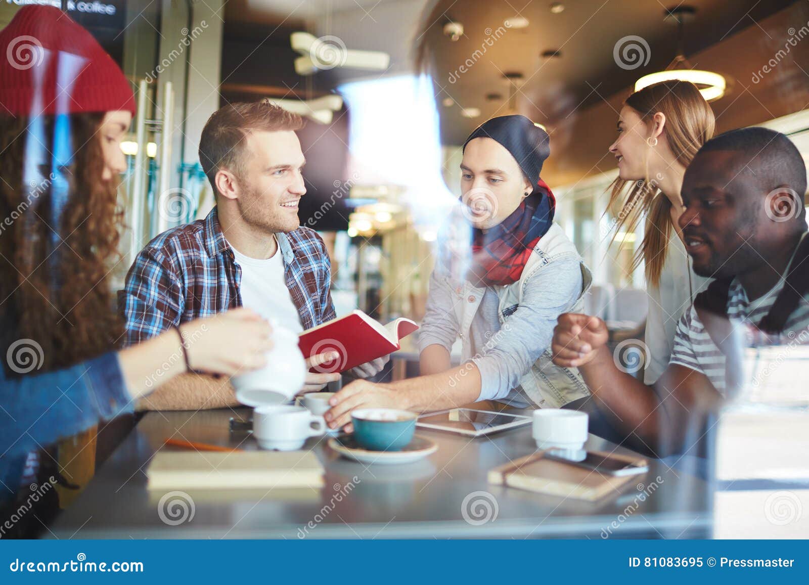 Work in cafe stock image. Image of girl, business, interacting - 81083695