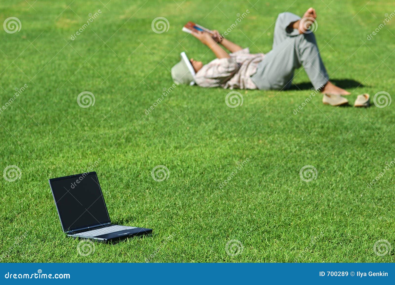 Work can wait! stock image. Image of person, nature, lifestyle - 700289