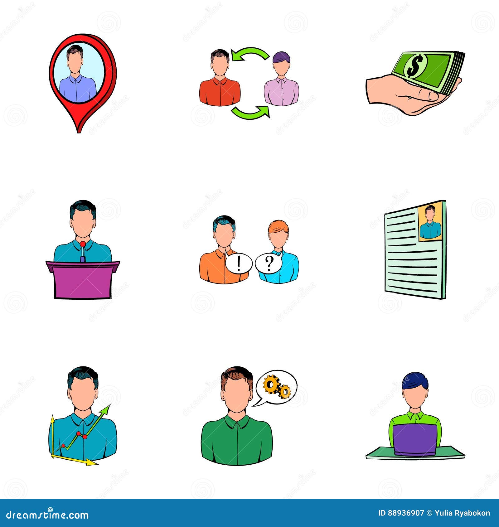 Work Candidate Icons Set, Cartoon Style Stock Vector - Illustration of ...