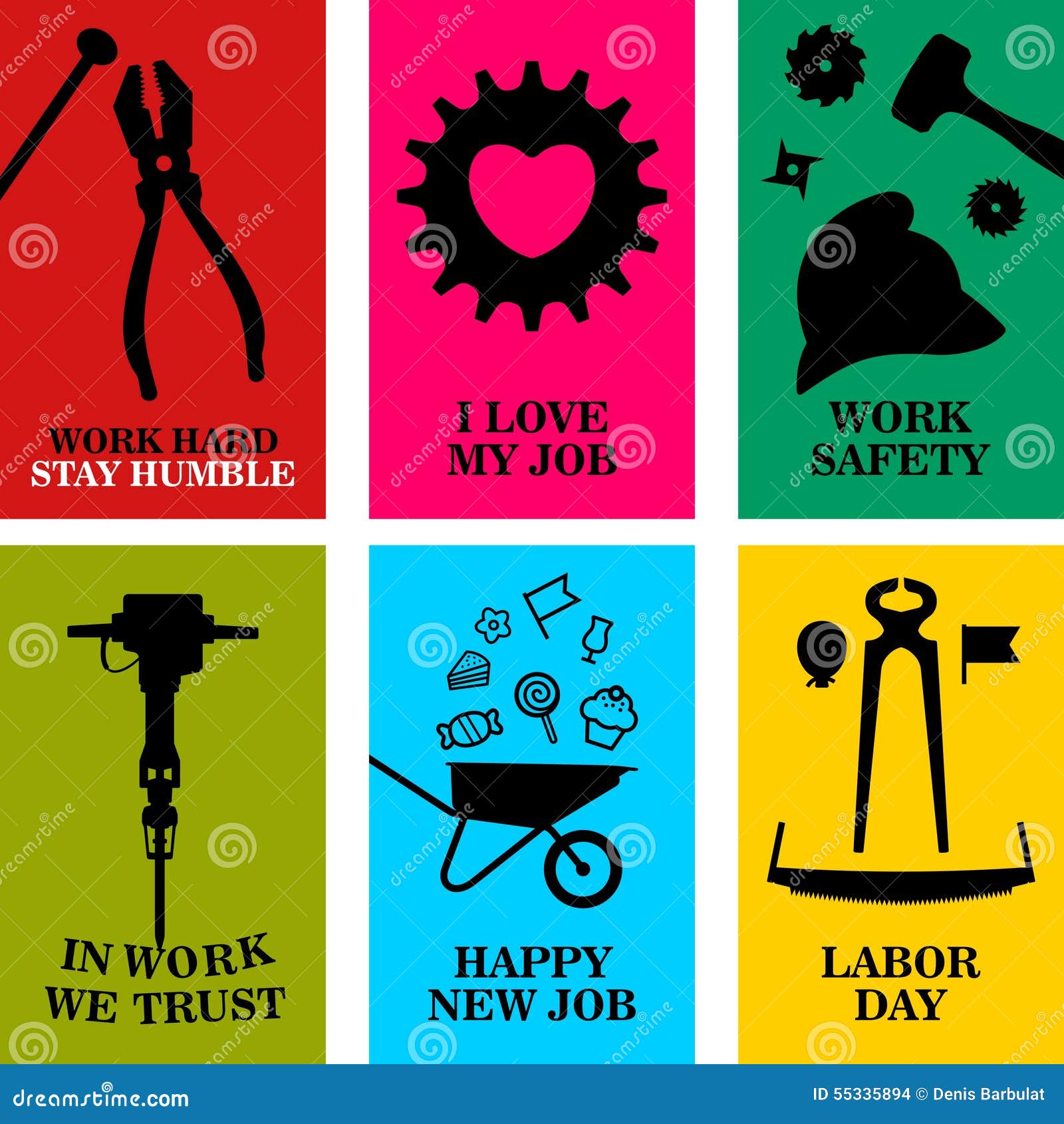 Work cards stock vector. Illustration of design, labor - 55335894