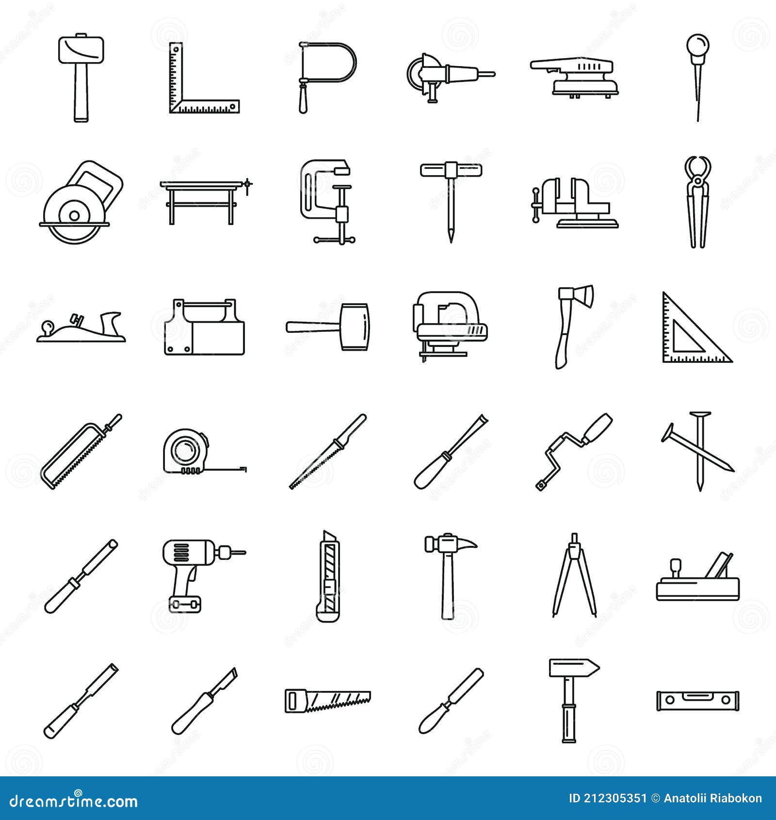 Work Carpenter Tools Icons Set, Outline Style Stock Vector ...