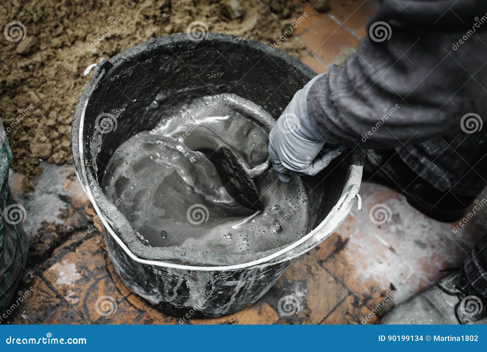 Work with cemet stock photo. Image of action, level, contractor - 90199134