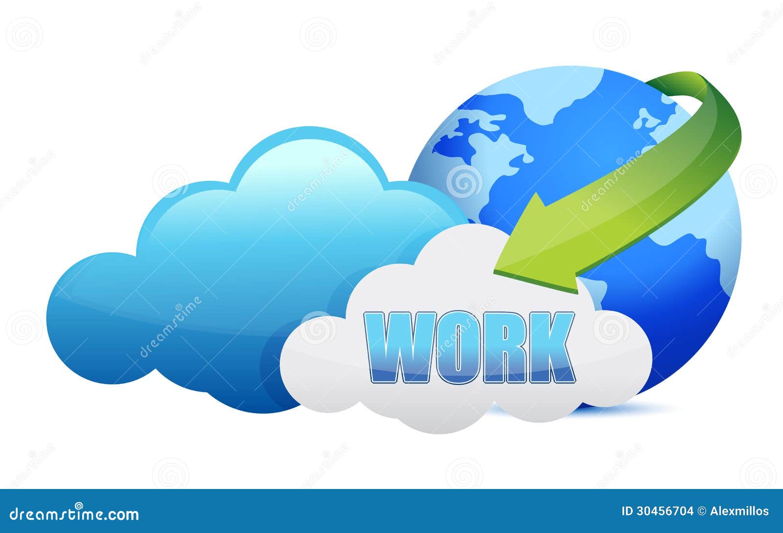 Work Cloud Computing Concept Stock Illustration - Illustration of white ...