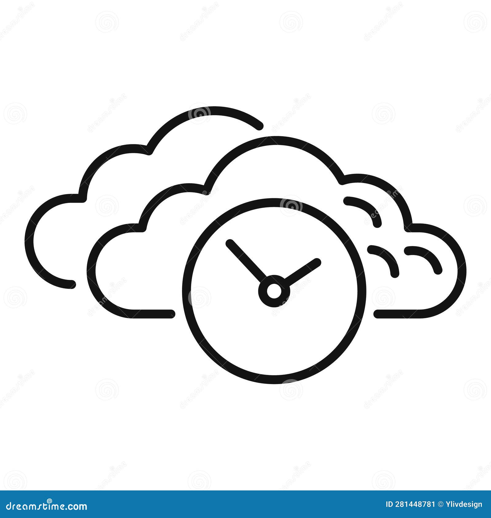 Work Cloud Hour Icon Outline Vector. Office Time Stock Illustration ...