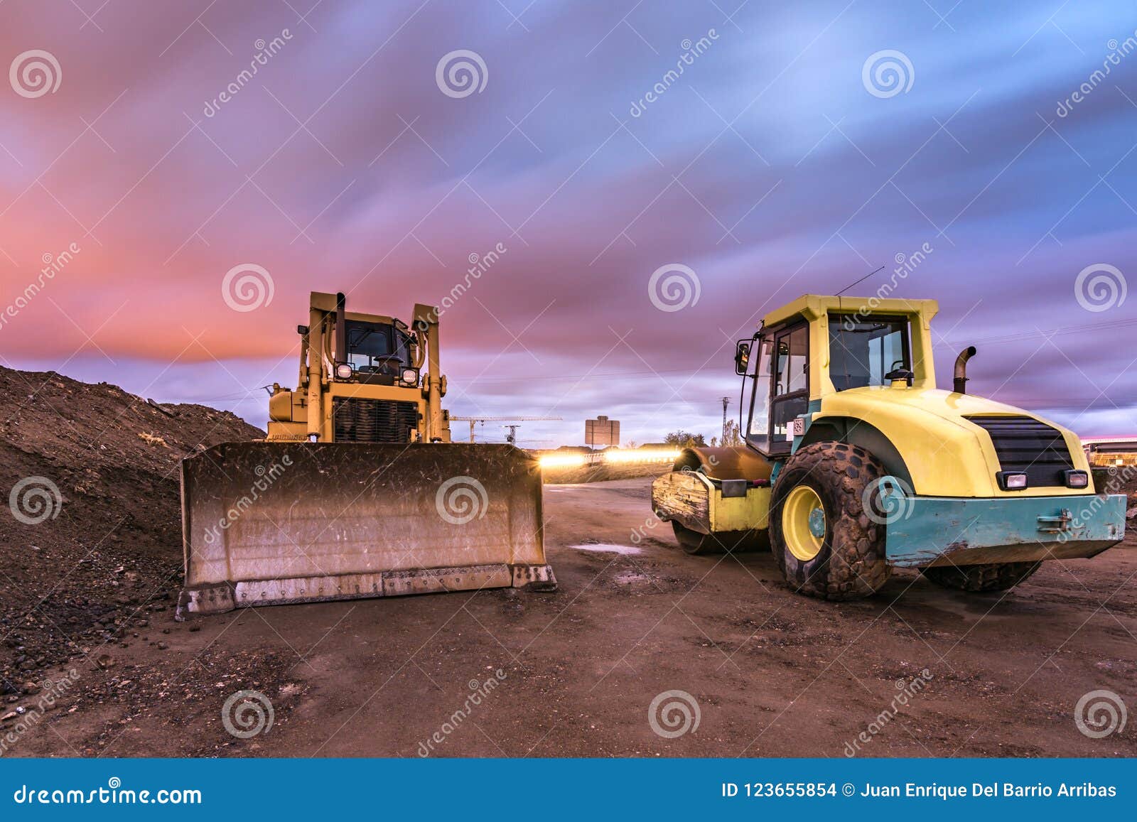 Work of Compaction of Rural Road, Later it Will Be Asphalted Stock ...