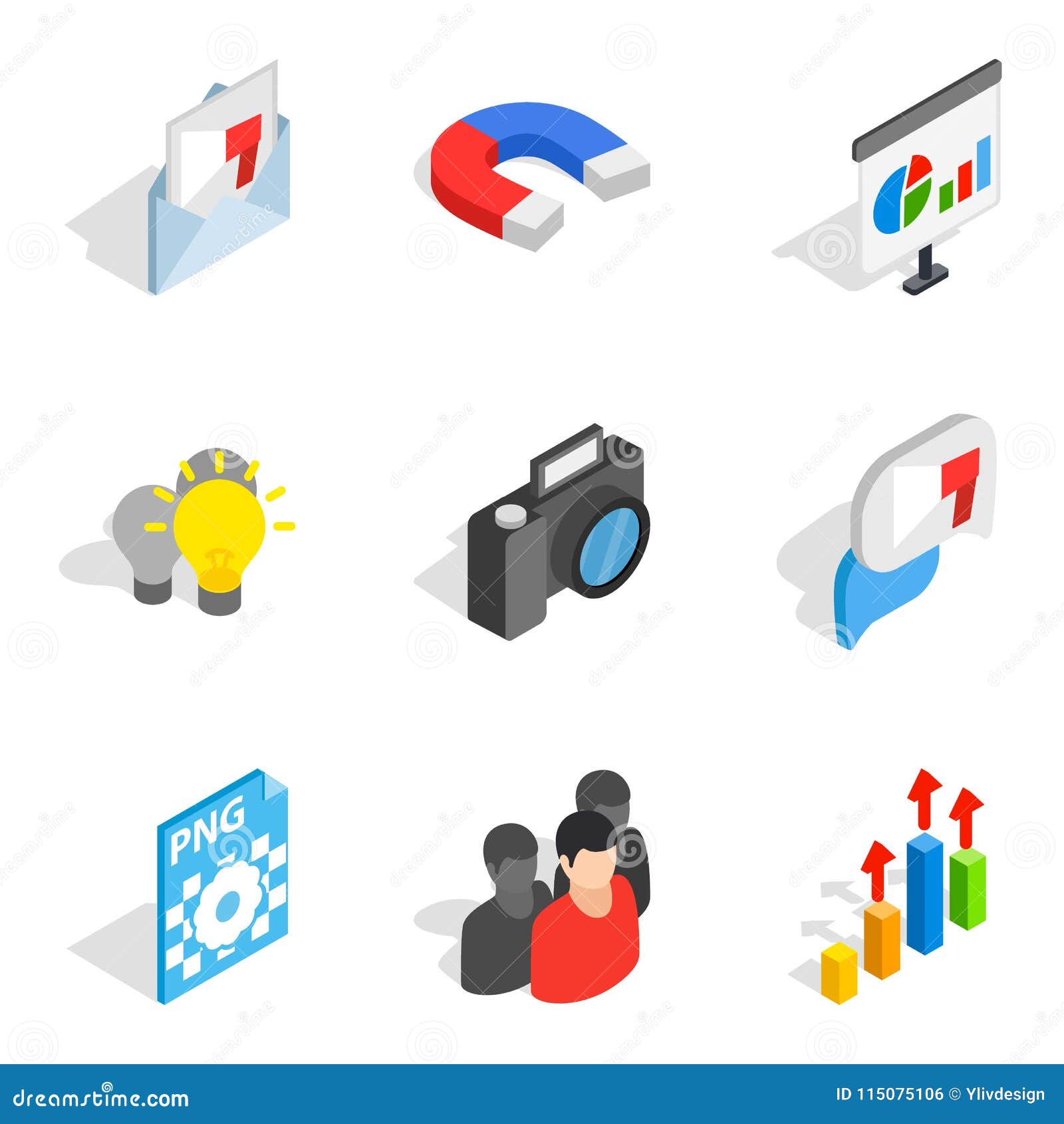 Work on Computer Icons Set, Isometric Style Stock Vector - Illustration ...