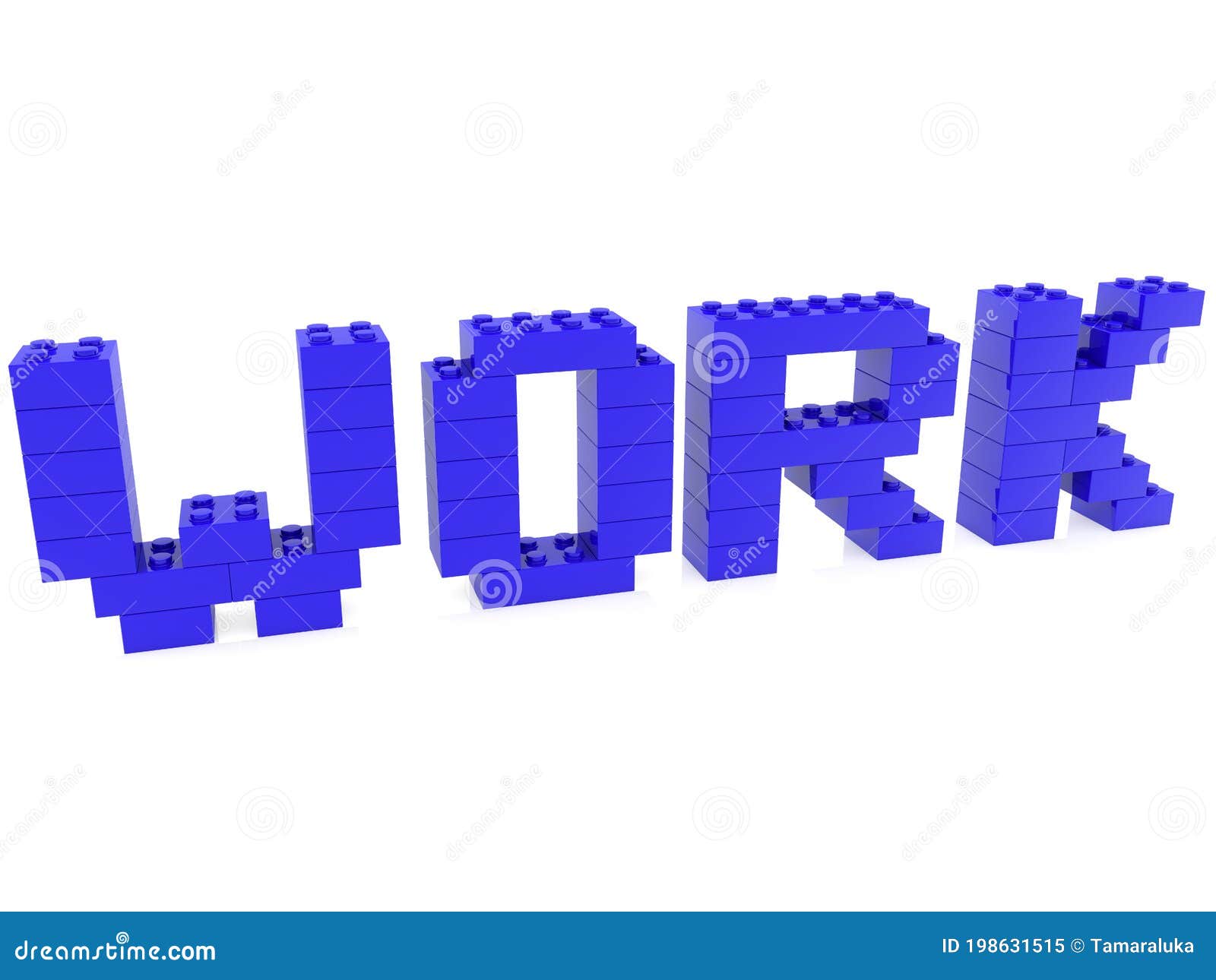 WORK Concept from Blue Toy Bricks Stock Illustration - Illustration of ...