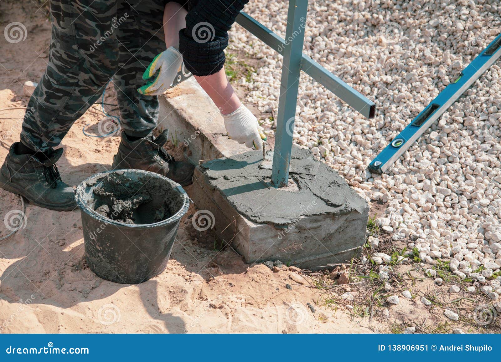 Work Concrete the Post on the Construction Site Stock Image - Image of ...
