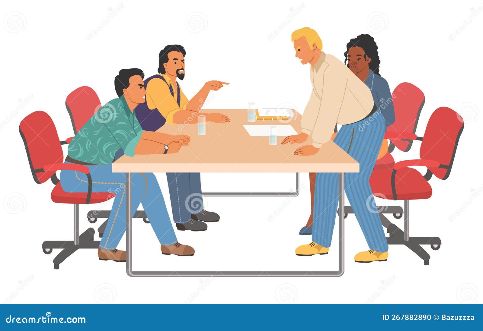Work Conflict Vector Arguing Coworkers at Table Stock Vector ...