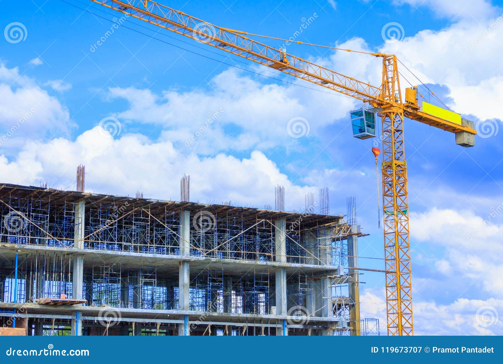 Work Construction in Building High Site and Tower Crane Work Outdoor ...
