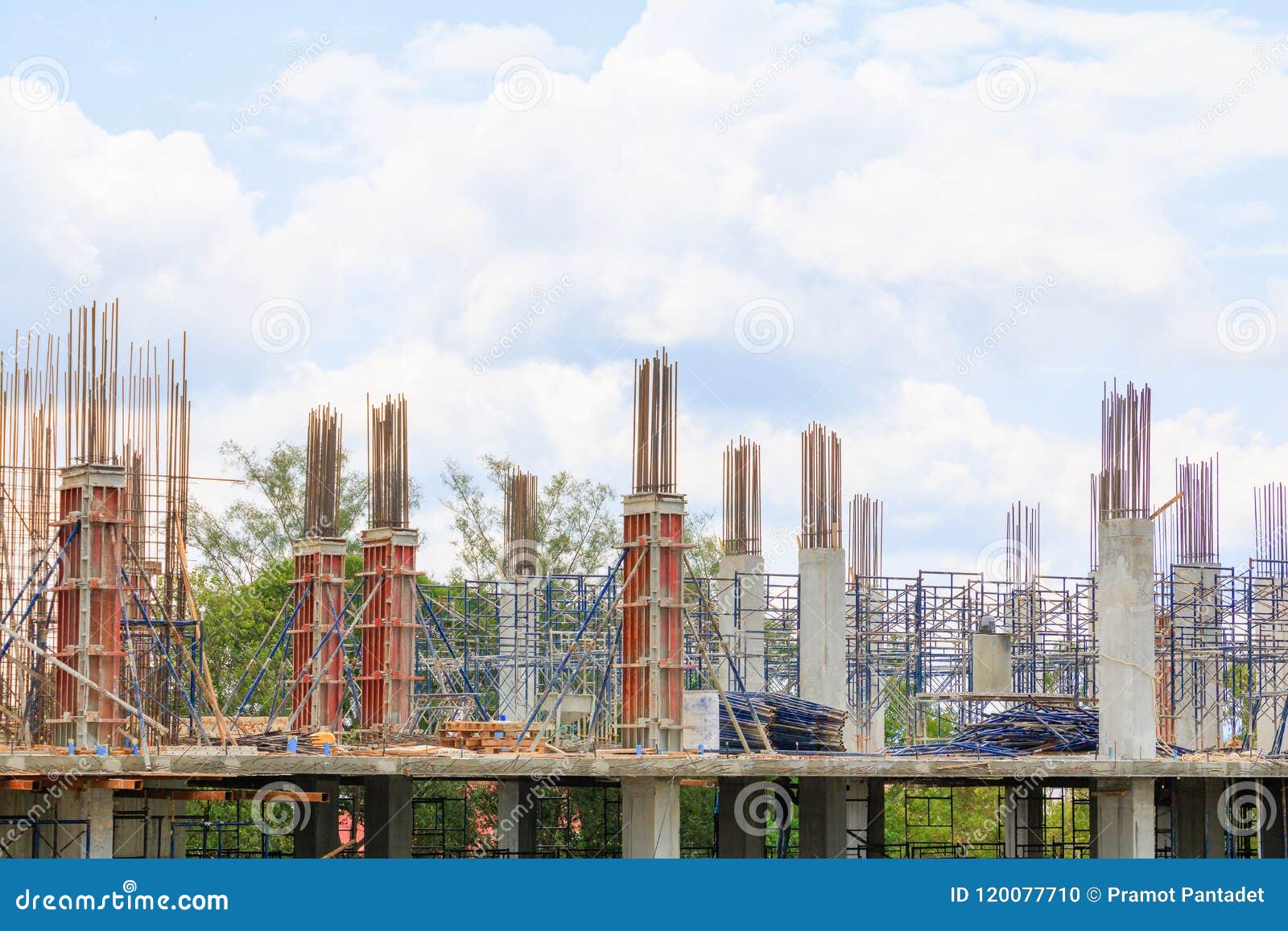 Work Construction in Building High Site Workplace with Copy Space Add ...