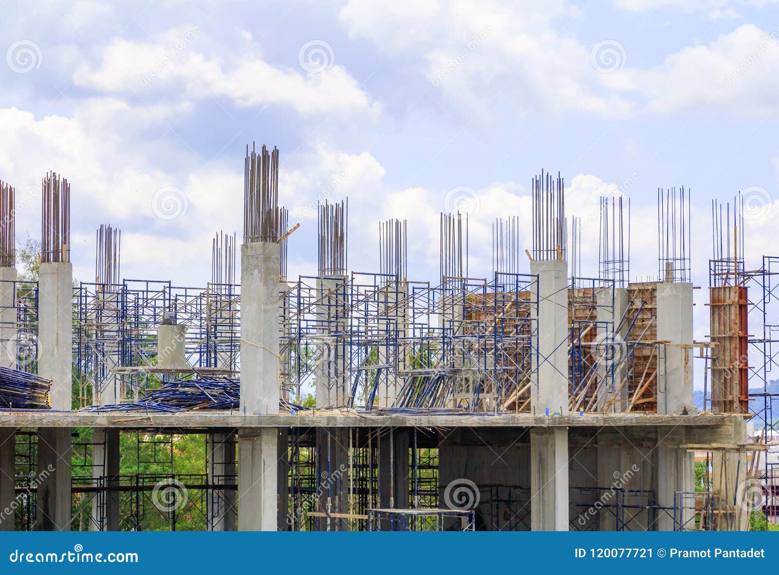 Work Construction in Building High Site Workplace with Copy Space Add ...