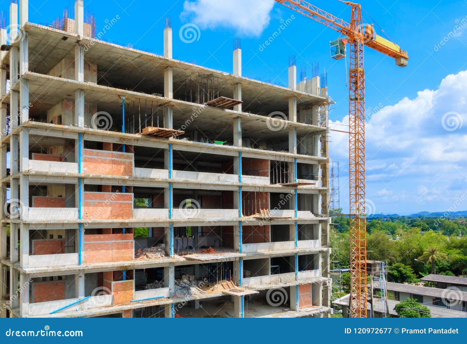 Work Construction in Building High Site Workplace with Copy Space Add ...