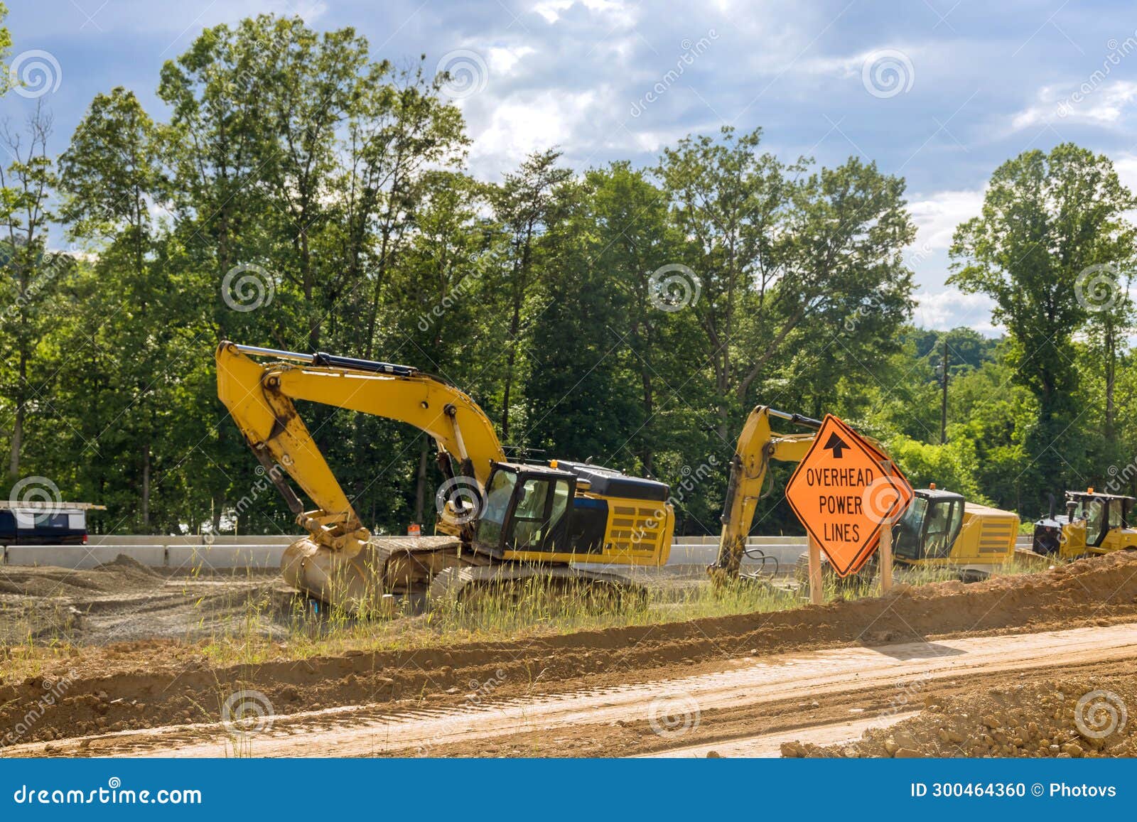Work on a Construction Site Using Excavators, Tractor Equipment Stock ...
