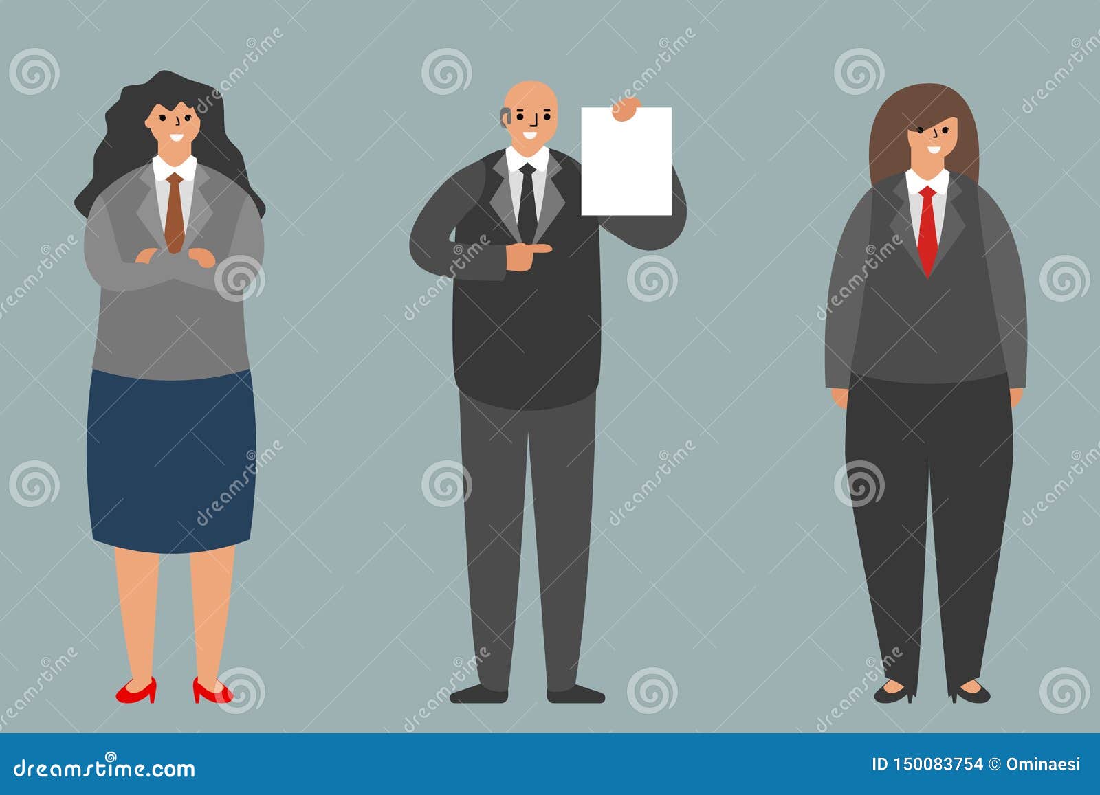 Work Crew Business Team Office Workers Standing Characters Group ...